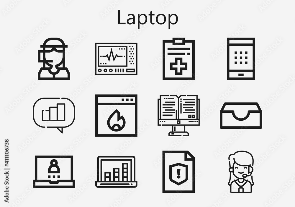 Premium set of laptop [S] icons. Simple laptop icon pack. Stroke vector ...