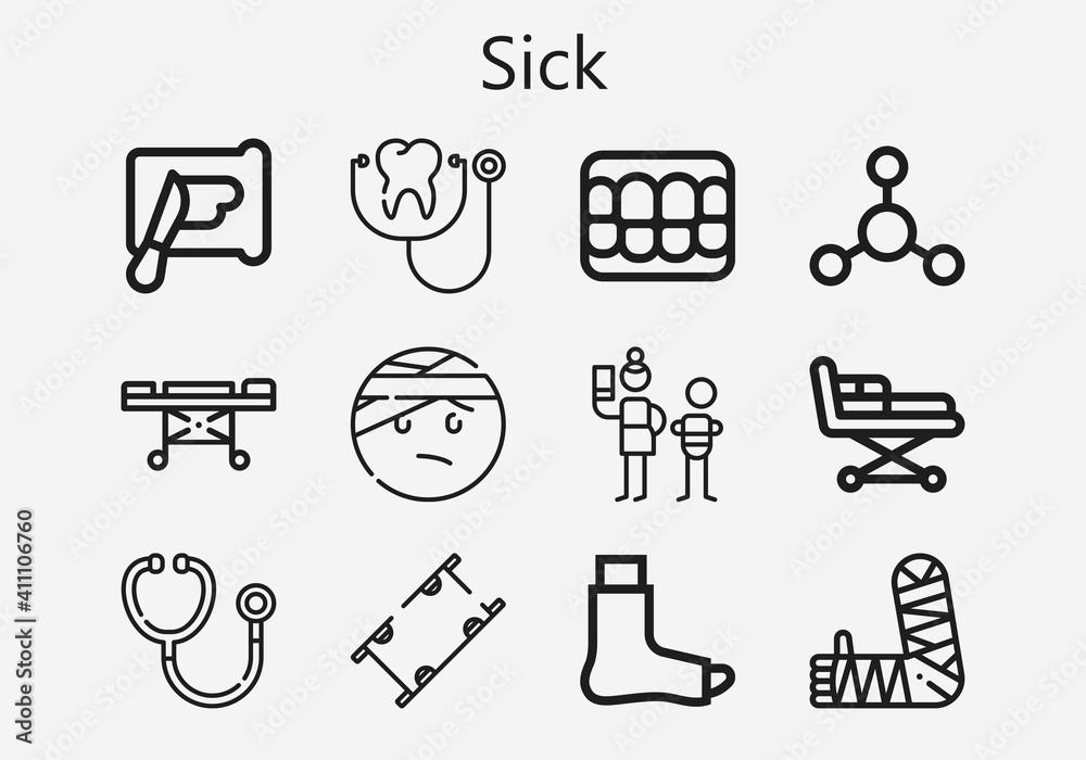 Premium set of sick [S] icons. Simple sick icon pack. Stroke vector ...