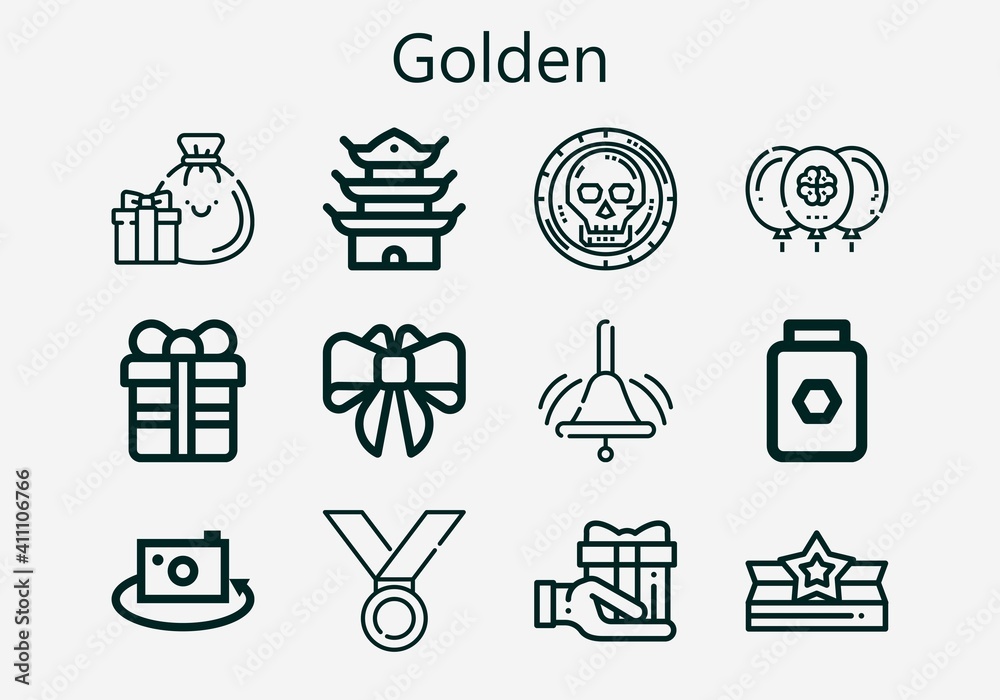 Premium set of golden [S] icons. Simple golden icon pack. Stroke vector ...