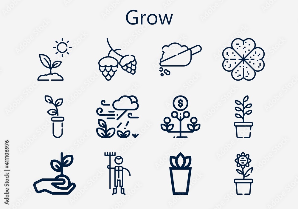 ภาพประกอบสต็อก Premium set of grow [S] icons. Simple grow icon pack ...