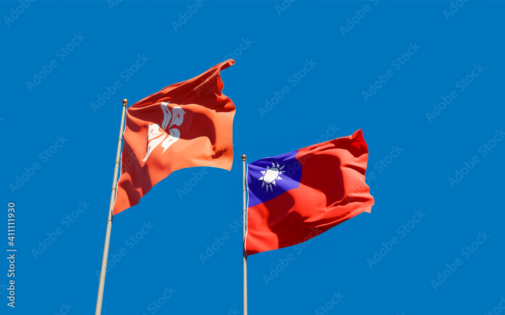 Flags of Hong Kong HK and Taiwan. Stock Photo | Adobe Stock