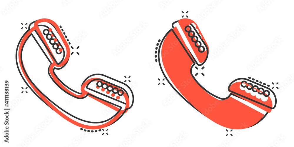 Mobile phone icon in comic style. Telephone talk cartoon vector ...