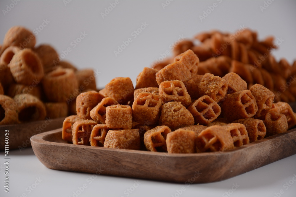 Israeli Bissli - wheat snacks with different flavors and shapes Stock ...