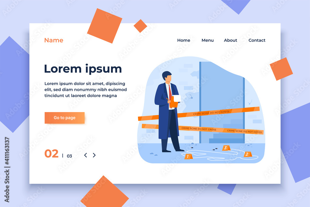 Detective working at crime scene, taking notes, finding evidence at ...