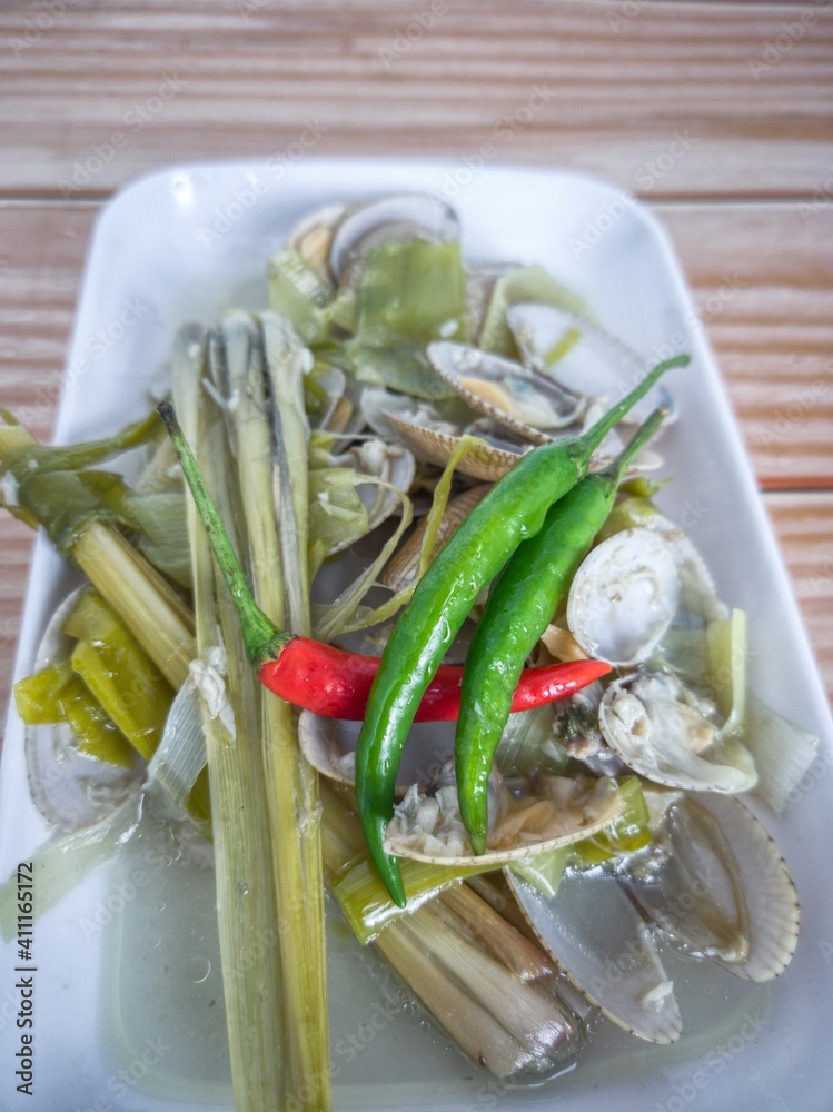 Simple dish of Asian saltwater clam or locally known as lala Stock ...