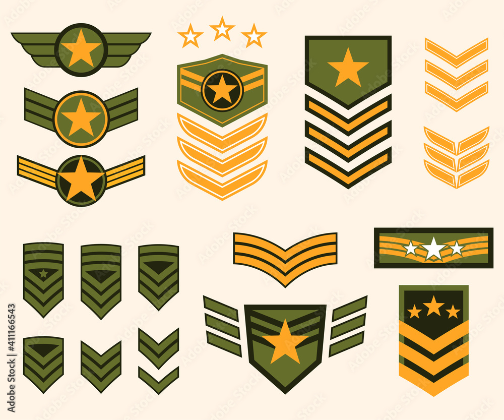 Military stripes, emblems. Logos of military groups. Special military ...