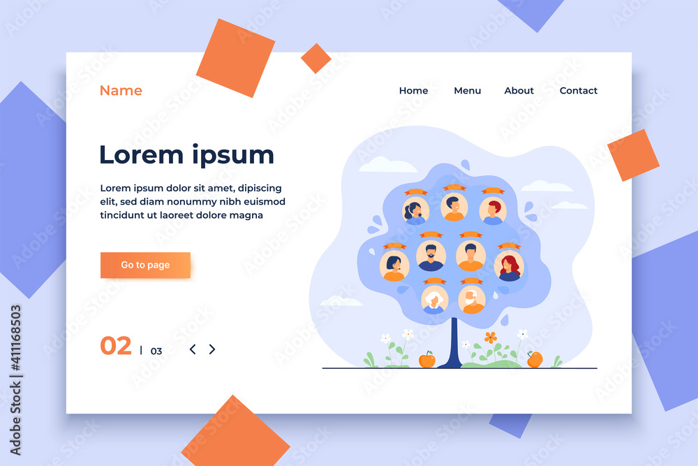Family tree concept. Scheme of ancestry with three generations ...