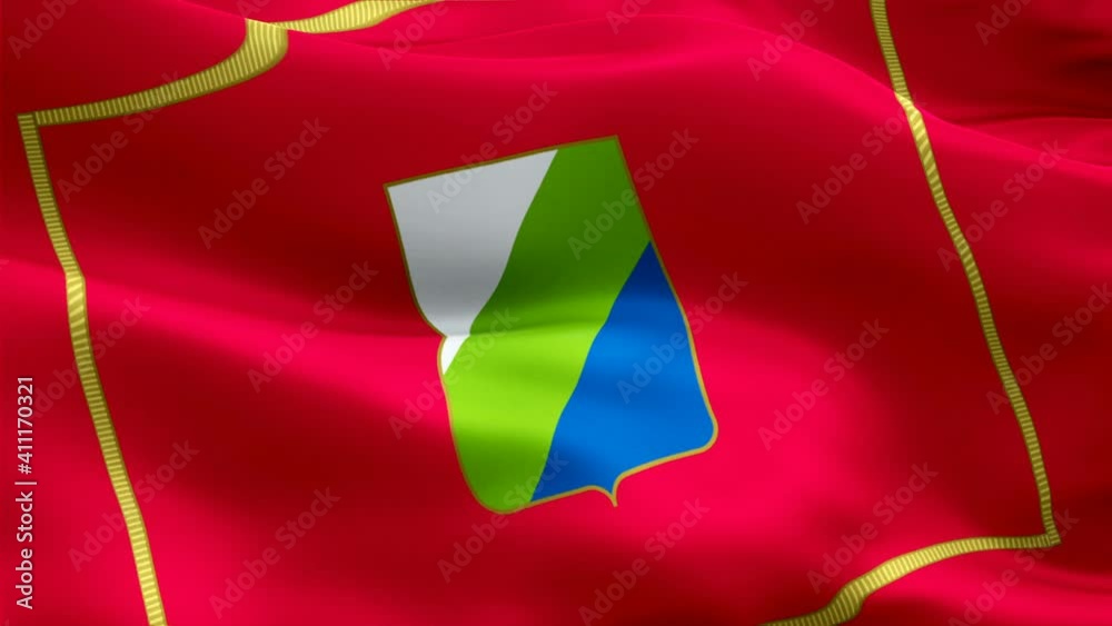 Abruzzo region flag waving in wind video footage Full HD. Realistic ...