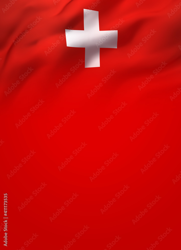 Flag of Switzerland blowing in the wind. Full page cover background ...