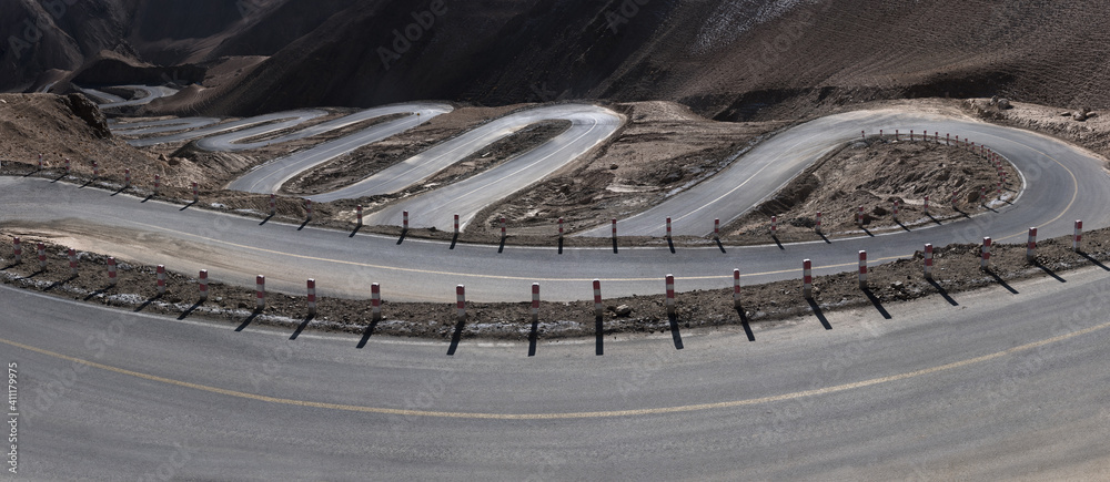 view of the attraction named "Pan Long Ancient Road" in Tashkurgan ...