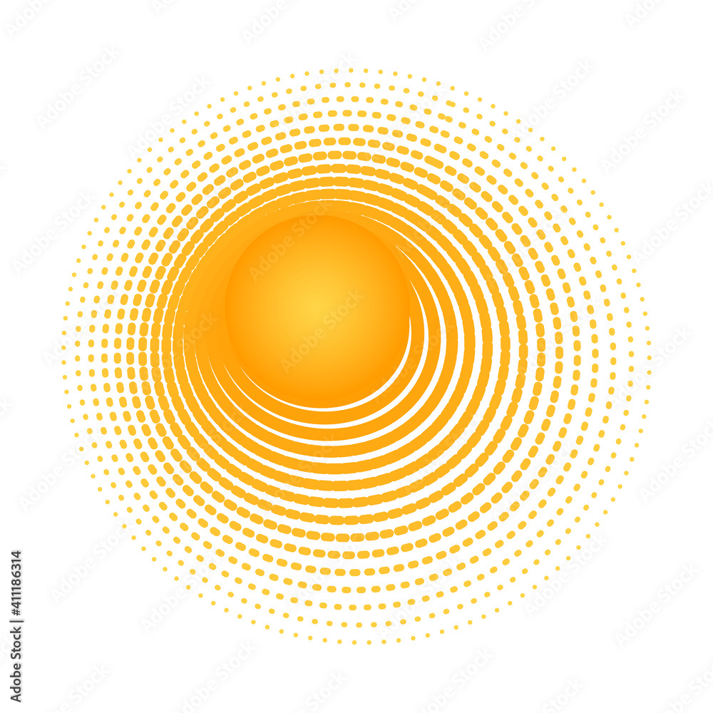 Solar radial pattern Orange abstract banner from lines Sun shape design ...