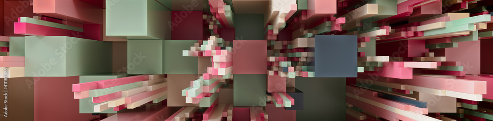 Multicolored 3D Block background. Tech Wallpaper with Natural hues. 3D ...