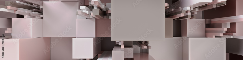 Multicolored 3D Block background. Tech Wallpaper with Natural pastel ...