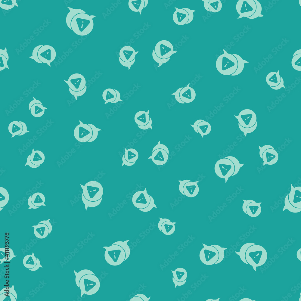 Green Exclamation mark in triangle icon isolated seamless pattern on ...