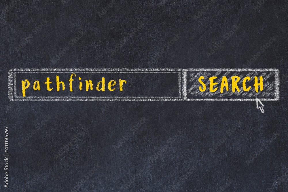 Chalk sketch of browser window with search form and inscription ...