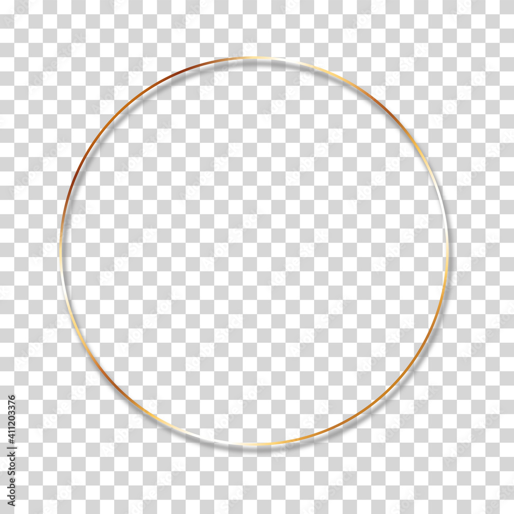 round gold metal frame with shadow on transparent background Stock ...