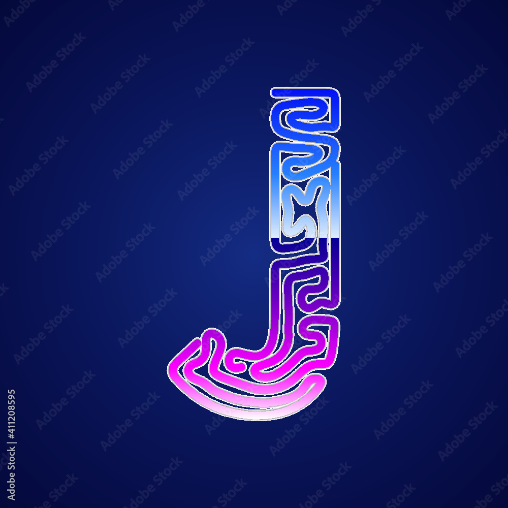 80's Retro Futurism Sci-Fi Font. Cyberpunk Alphabet. Vector. Letter J ...