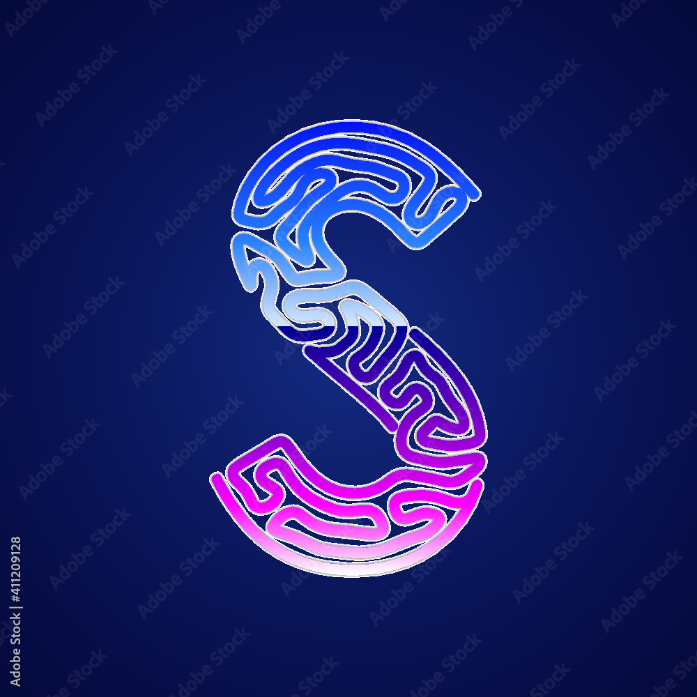 80's Retro Futurism Sci-Fi Font. Cyberpunk Alphabet. Vector. Letter S ...