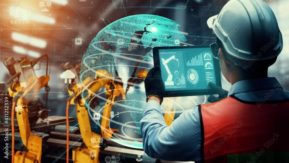 Smart industry robot arms modernization for digital factory technology ...