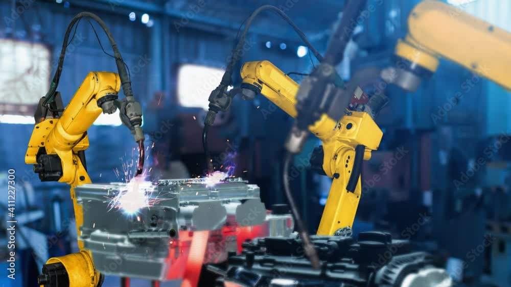 Smart industry robot arms modernization for digital factory technology ...