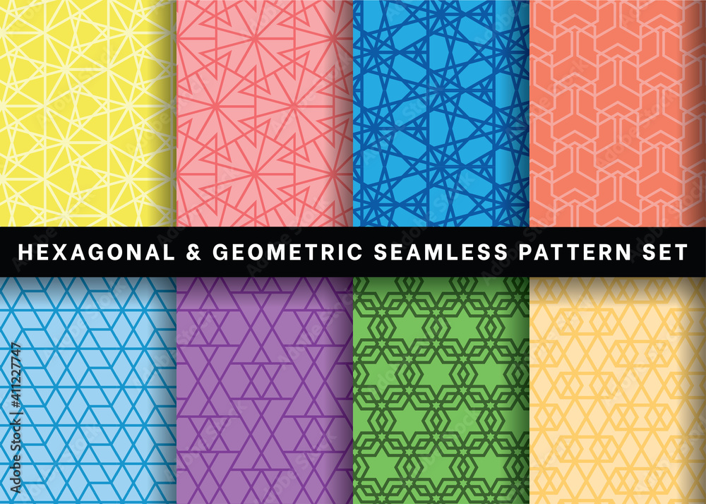 Seamless polygon Geometric pattern collection, Set of polygon pattern ...