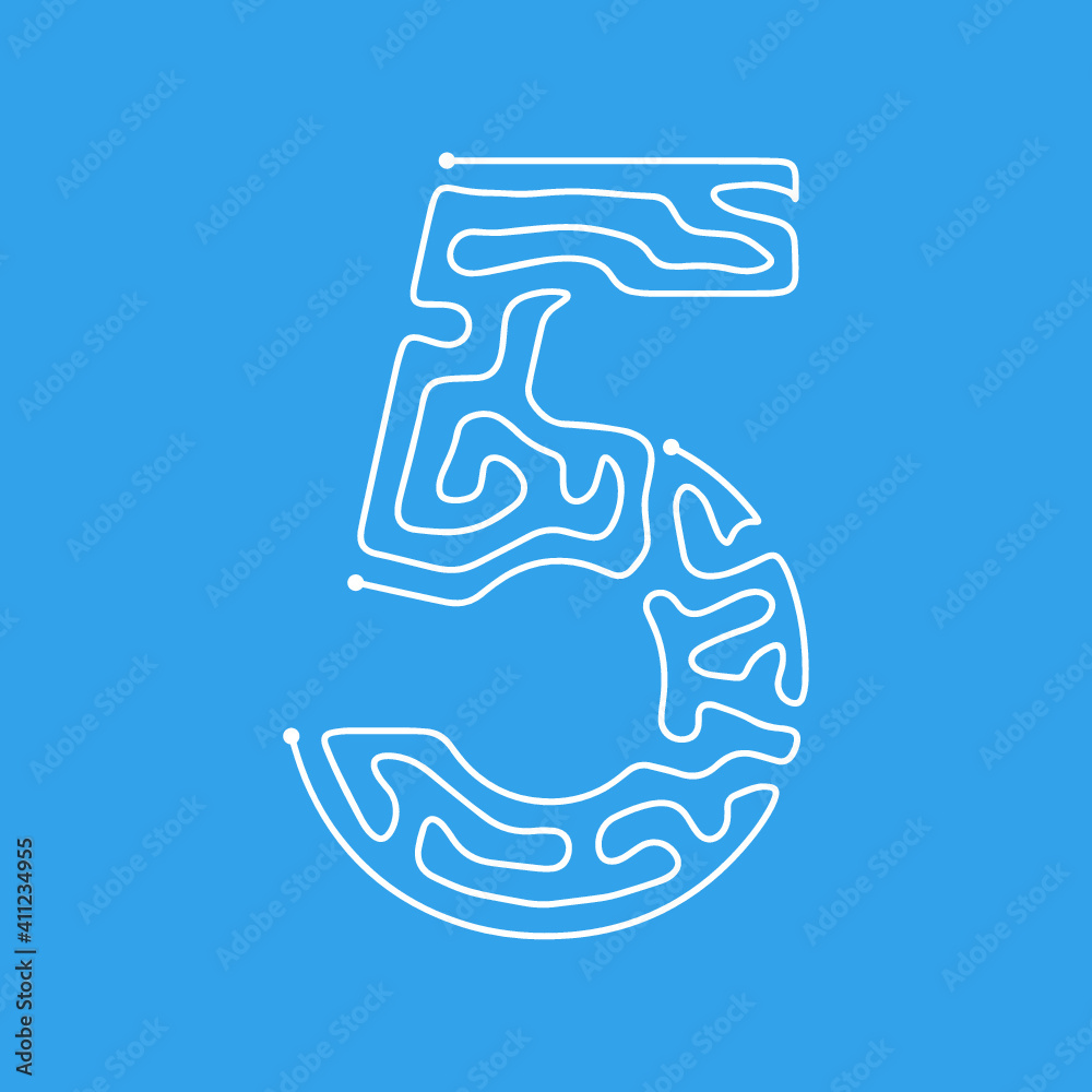 Techno Cyber Alphabet. Digital hi-tech Style Font. Number 5. Vector ...