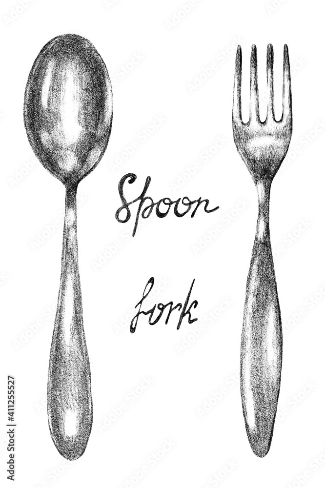 Fork Pencil Drawing