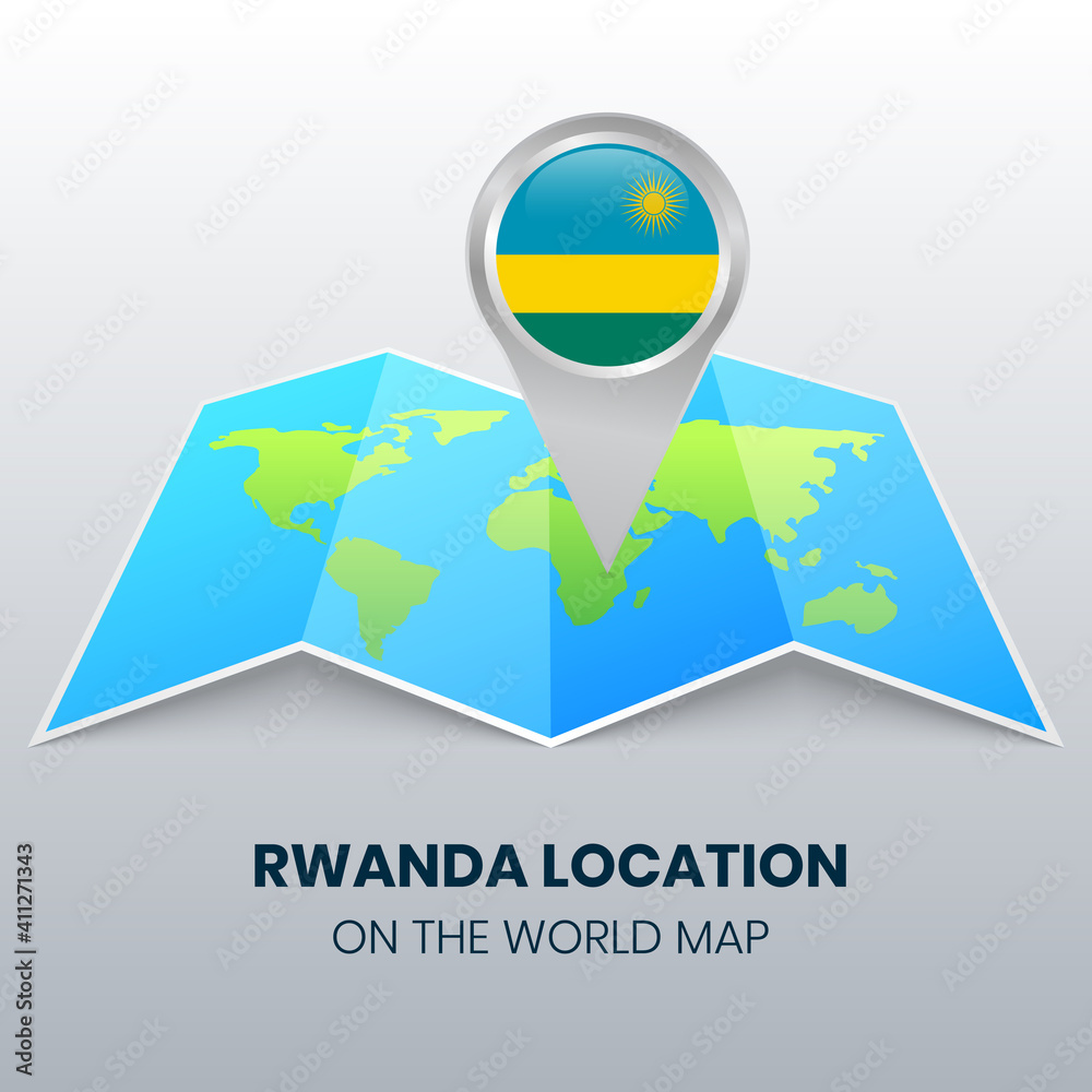 Location icon of rwanda on the world map, Round pin icon of rwanda ...