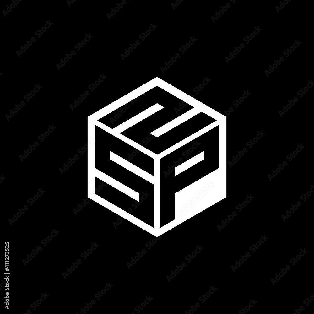 SPZ letter logo design with black background in illustrator, cube logo ...
