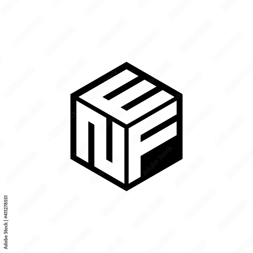NFE letter logo design with white background in illustrator, cube logo ...