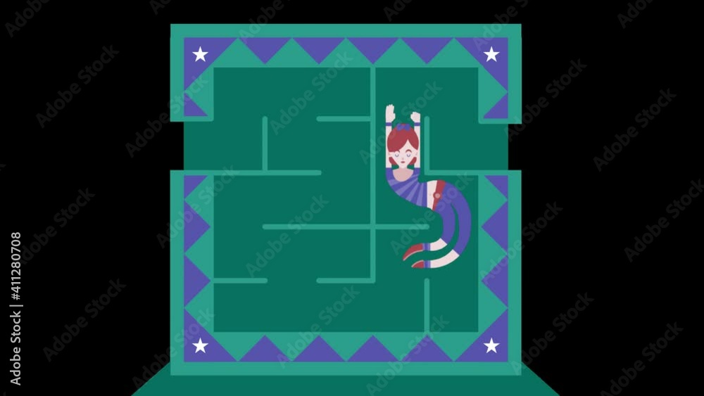 Contortionist girl dressed in purple jumps and goes through complicated ...