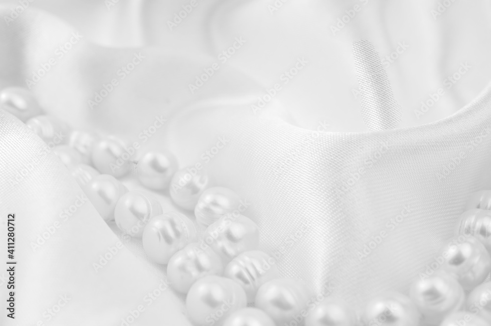Elegant white background and natural pearl Stock Photo | Adobe Stock