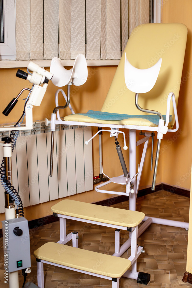 colposcope in gynecologist office. gynecological chair in hospital ...