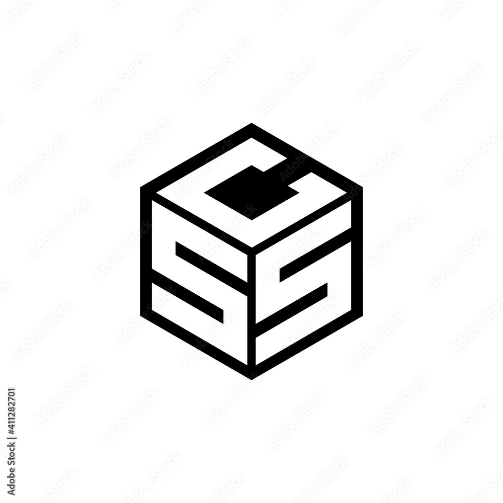 SSC letter logo design with white background in illustrator, cube logo ...
