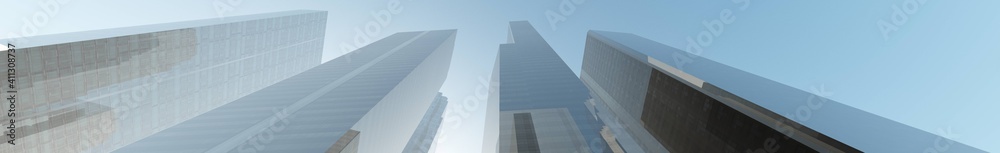 Skyscrapers, high-rise buildings from below against the background of ...