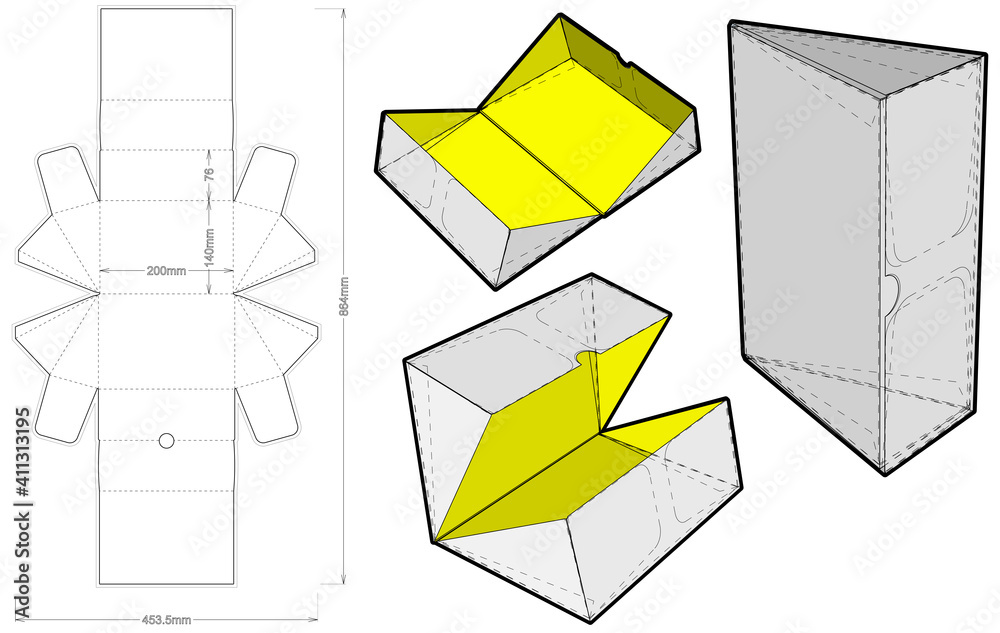 Triangular Self Assembly Packaging and Die-cut Pattern. The .eps file ...