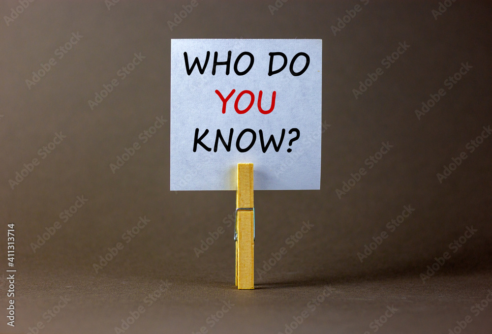 Who do you know symbol. White paper with words 'who do you know', clip ...