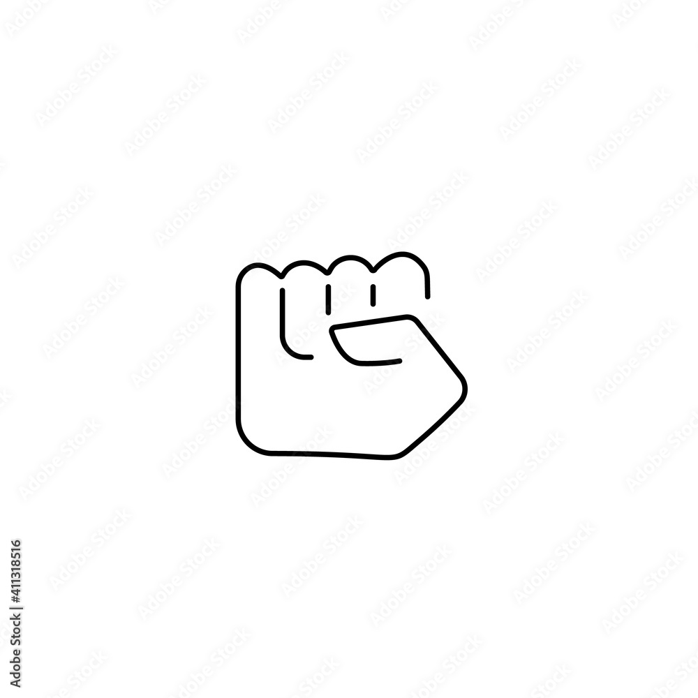 fist hand, fingers emoji, hand gesture line art vector icon for apps ...