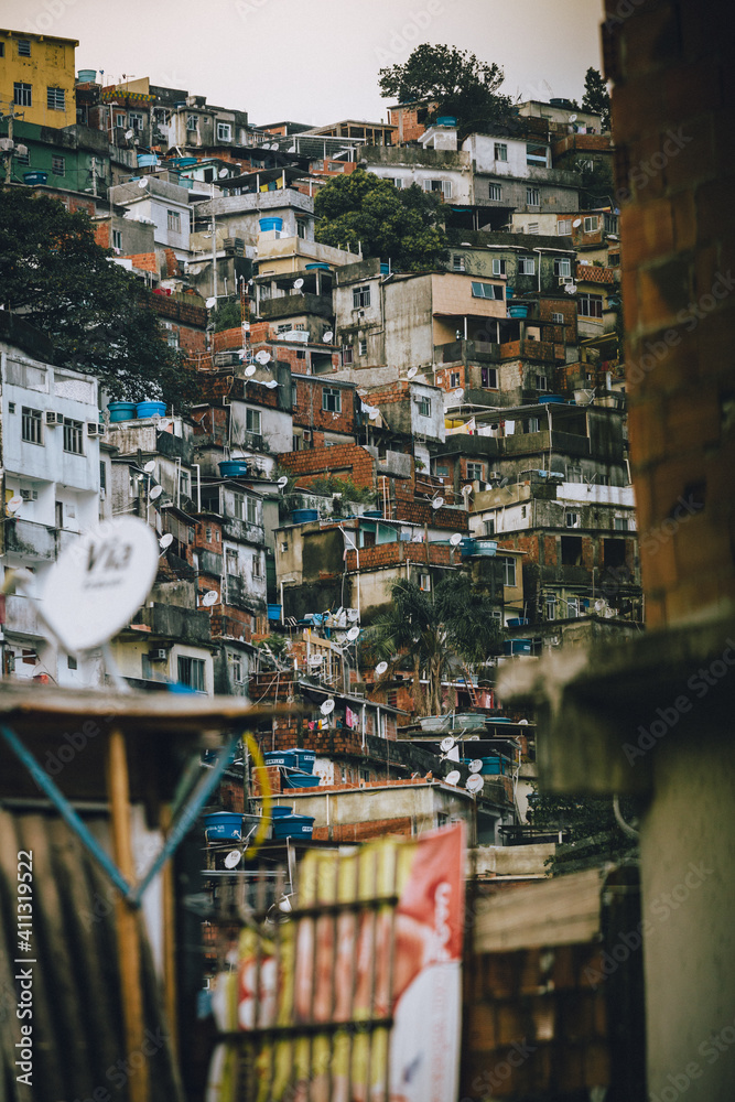 Dense Housing Of The Rocinha Favela In Rio De Janeiro - Brazil Stock ...