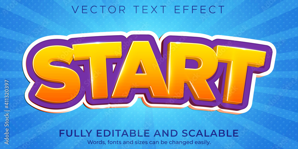 Cartoon start text effect, editable comic and fun text style Stock ...