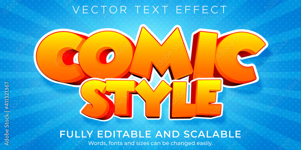 Cartoon style text effect, editable comic and funny text style Stock ...
