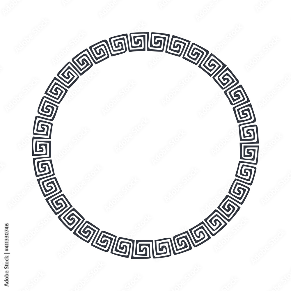 Black Rounded Corner Circle Floral Frame, Isolated On White Vector ...
