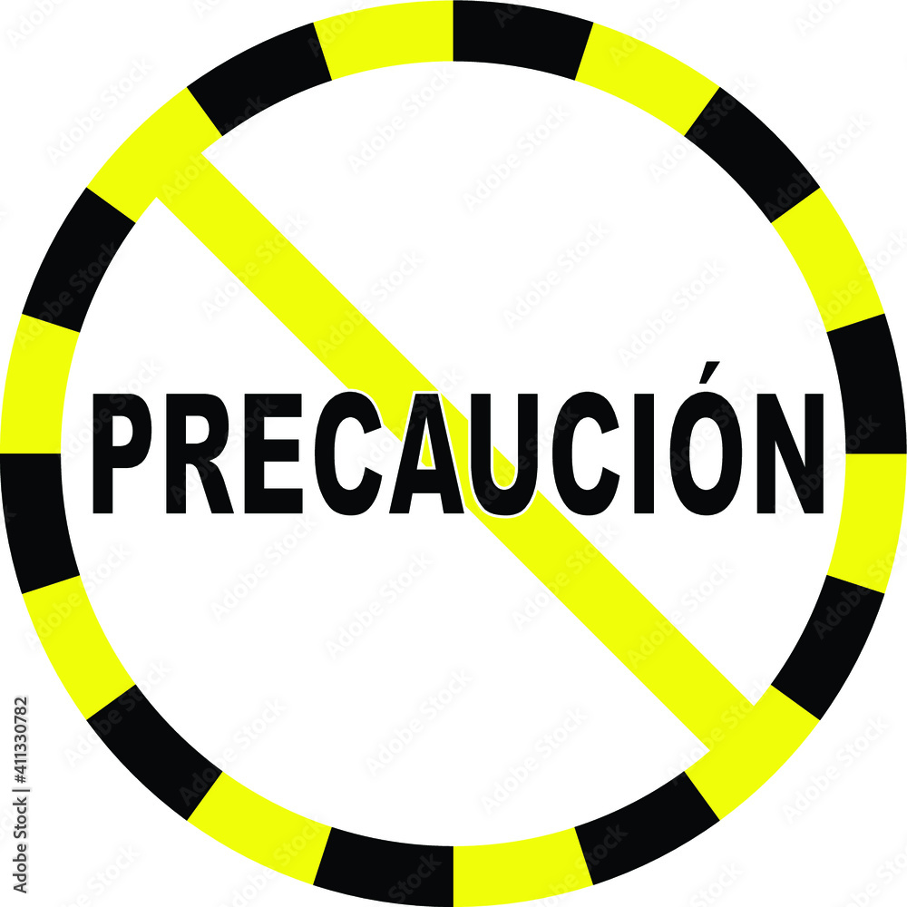 Caution and alert yellow and black striped circle with diagonal slash ...
