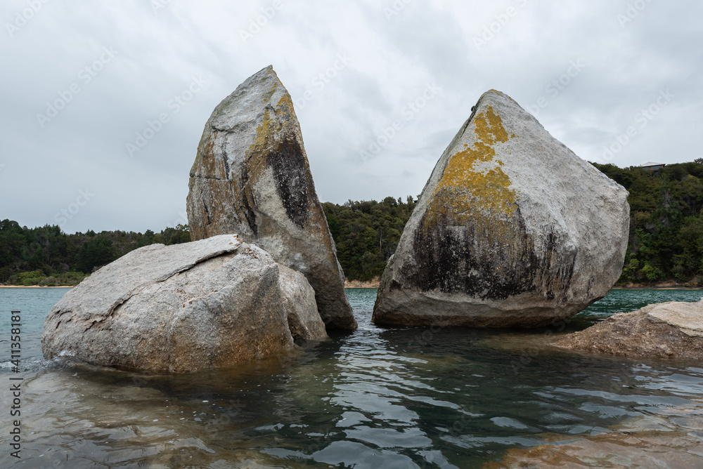Split Apple Rock, or Tokangawha. This is a large granite boulder that ...
