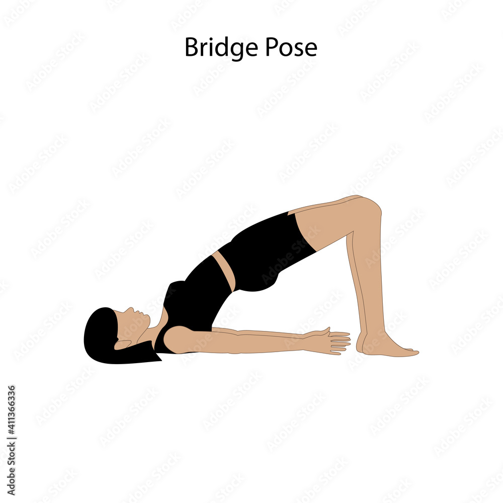 Bridge pose yoga workout. Healthy lifestyle vector illustration Stock ...