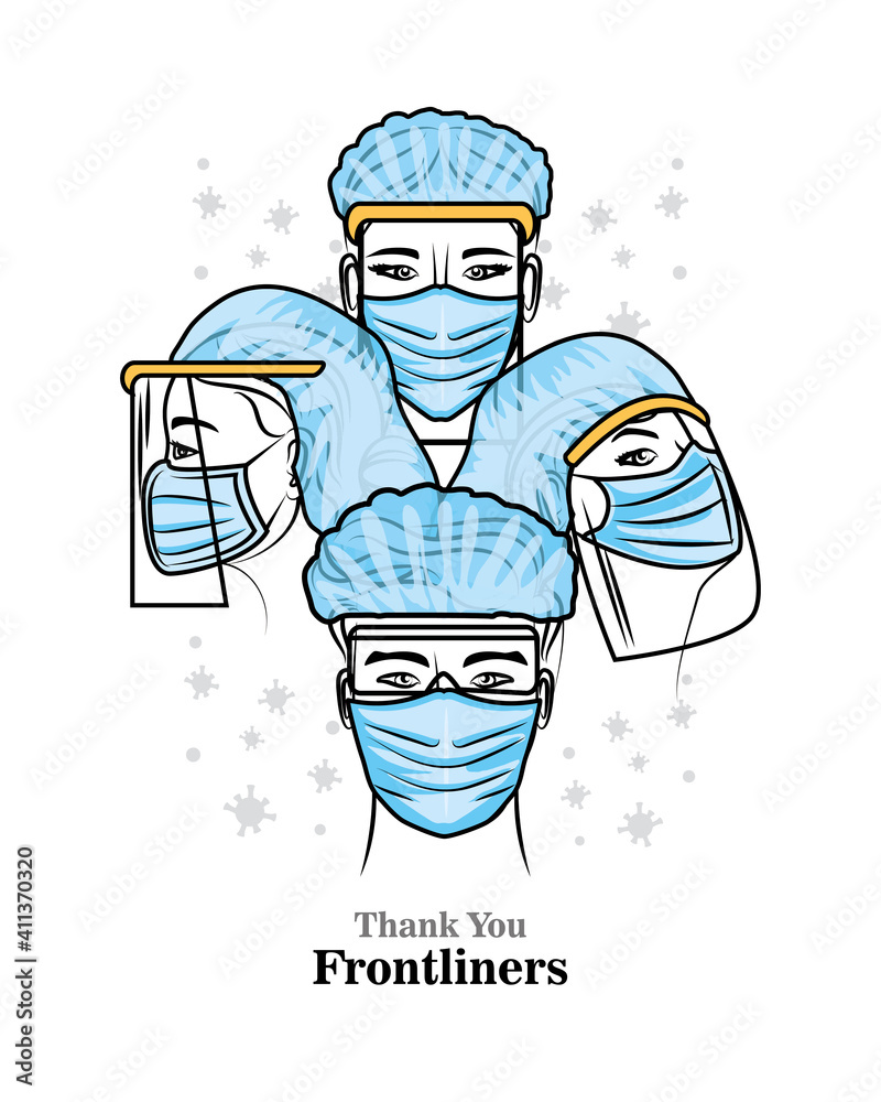 Thank you health care medical frontliners poster illustration Stock ...