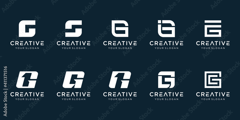 set of creative abstract monogram letter G 1 logo design. Stock Vector ...