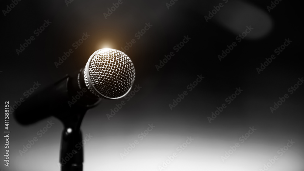 Public speaking backgrounds, Close-up the microphone on stand for ...