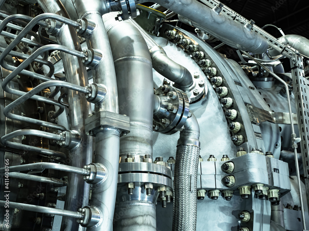 Oil and gas industry. Concept - oil and gas processing. Compressor in a ...