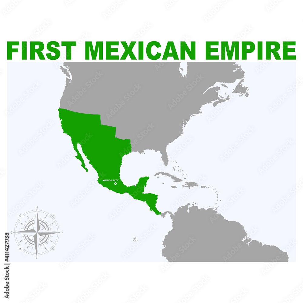 vector map of the First Mexican Empire for your project Stock Vector ...